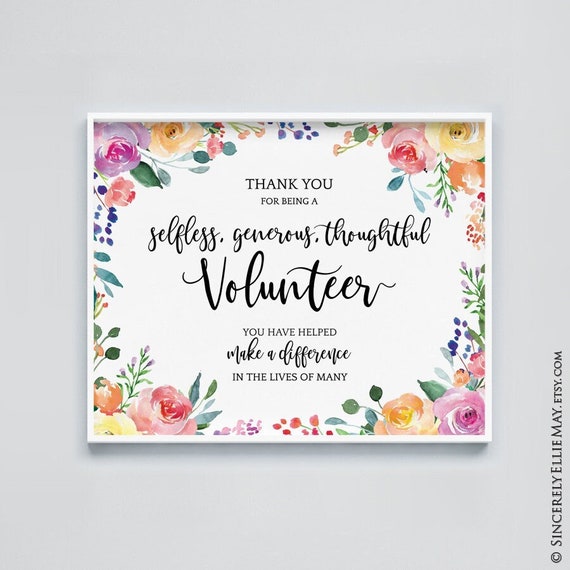 Sample Volunteer Thank You Card