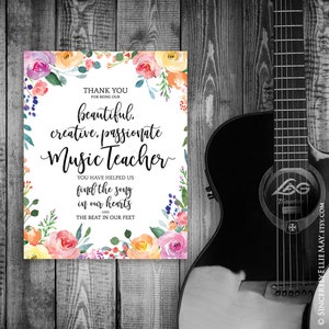 Music Teacher Appreciation Gift, Great as Thank You Quote Printable ...