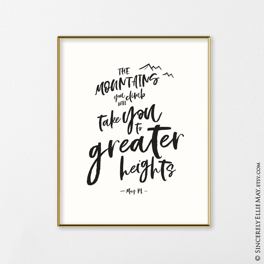 Mountains Quote Printable Success Wall Art Quotes an | Etsy