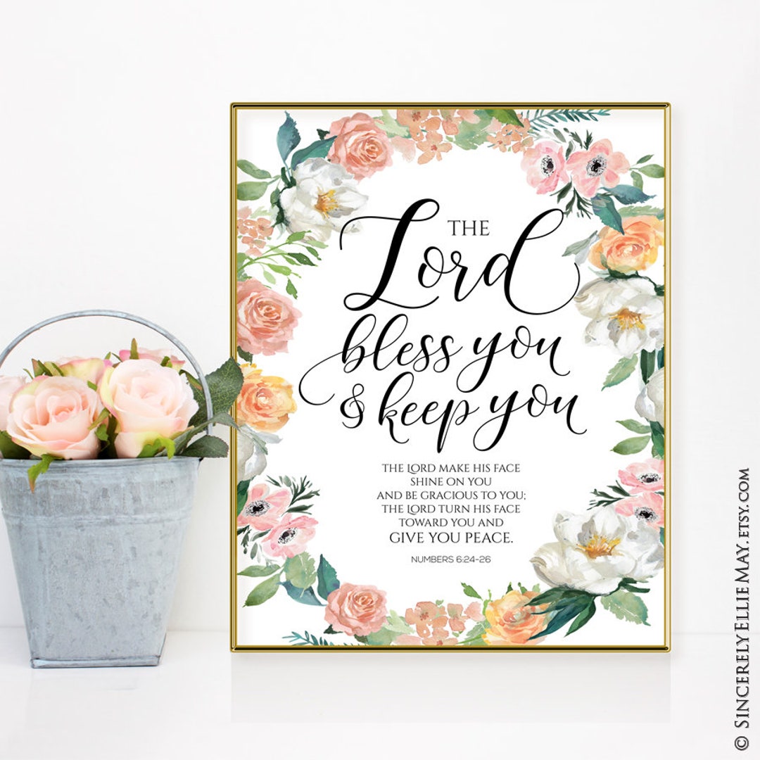 Farewell Poster Scripture Wall Art Gift for Woman - the Lord Bless You ...
