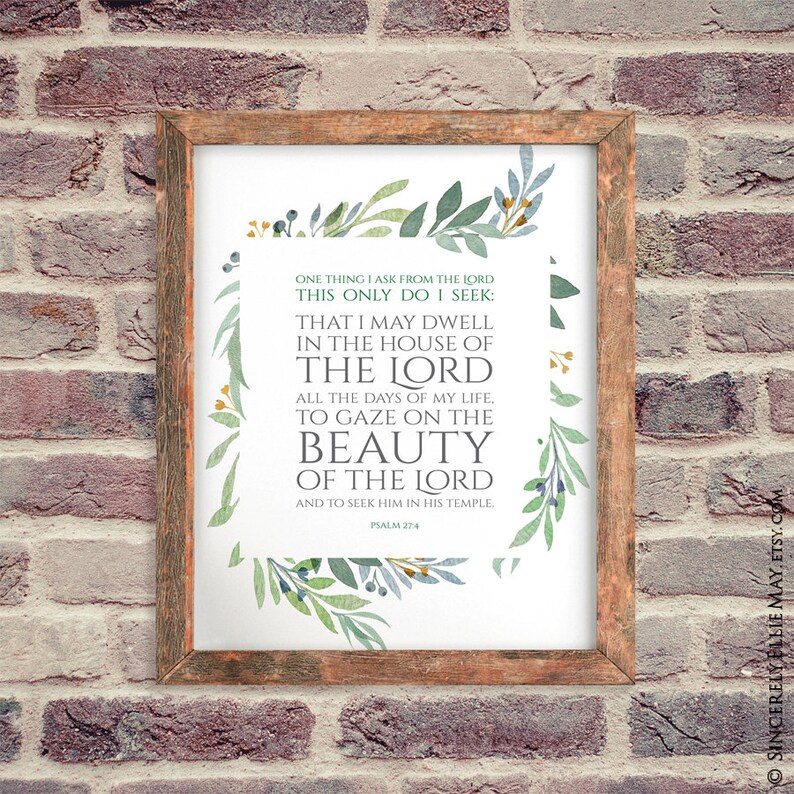 Psalms Christian Quote Sign Wall Art Psalm 27 4 Scripture Art | Etsy