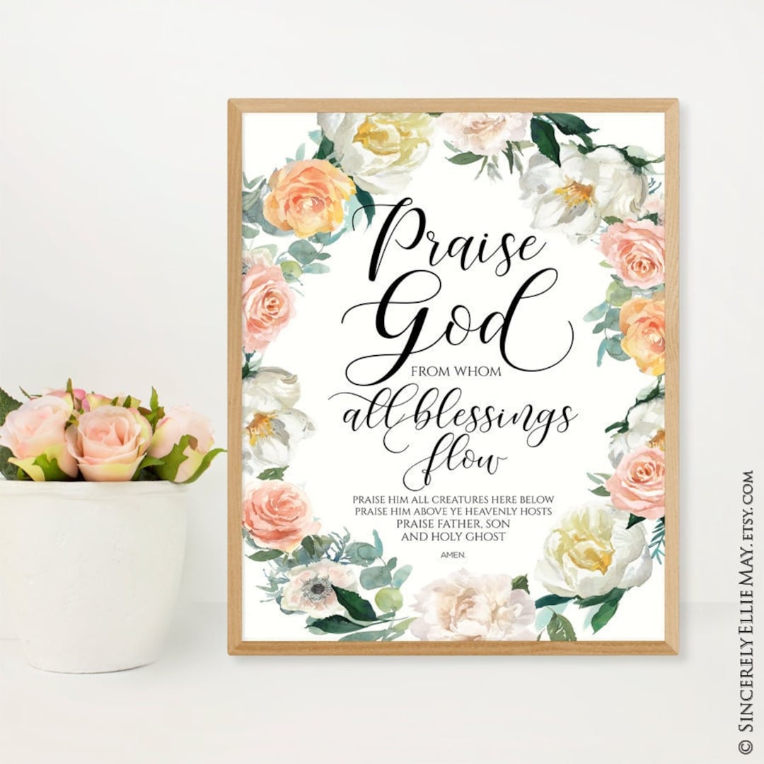 Doxology Hymn Wall Art Printable Poster, Praise God From Whom All ...