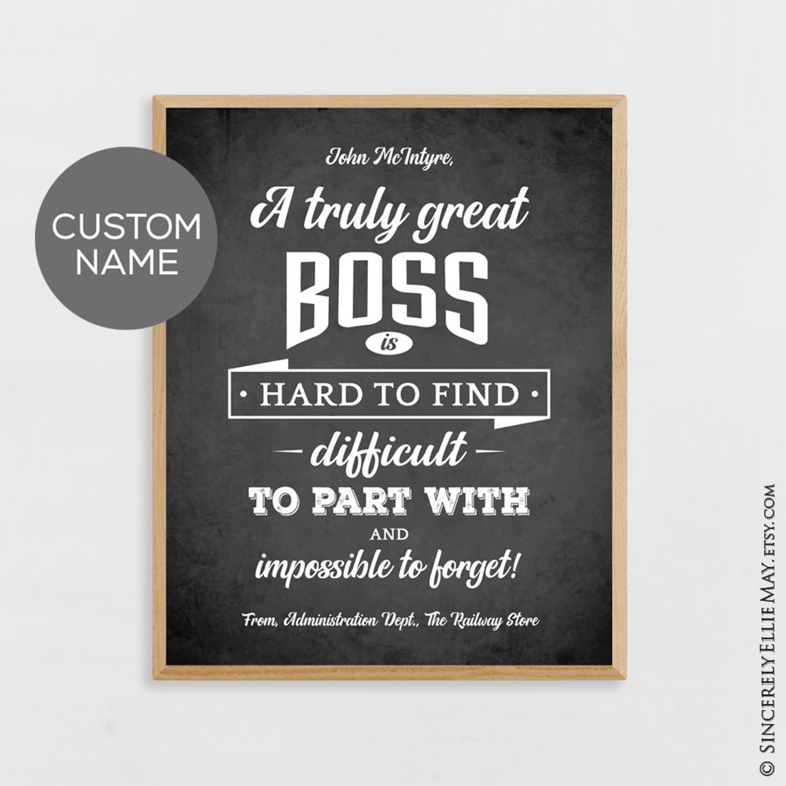 Boss Man Gifts Appreciation Customized Recognition Chalkboard | Etsy