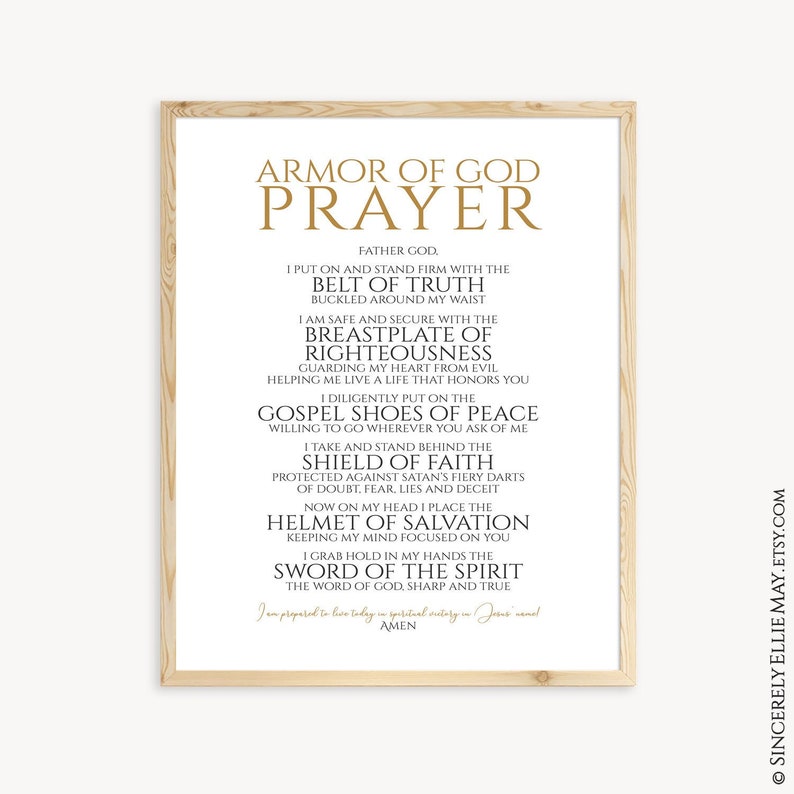 Armor of God Christian Spiritual Warfare Prayer Wall Art - Etsy