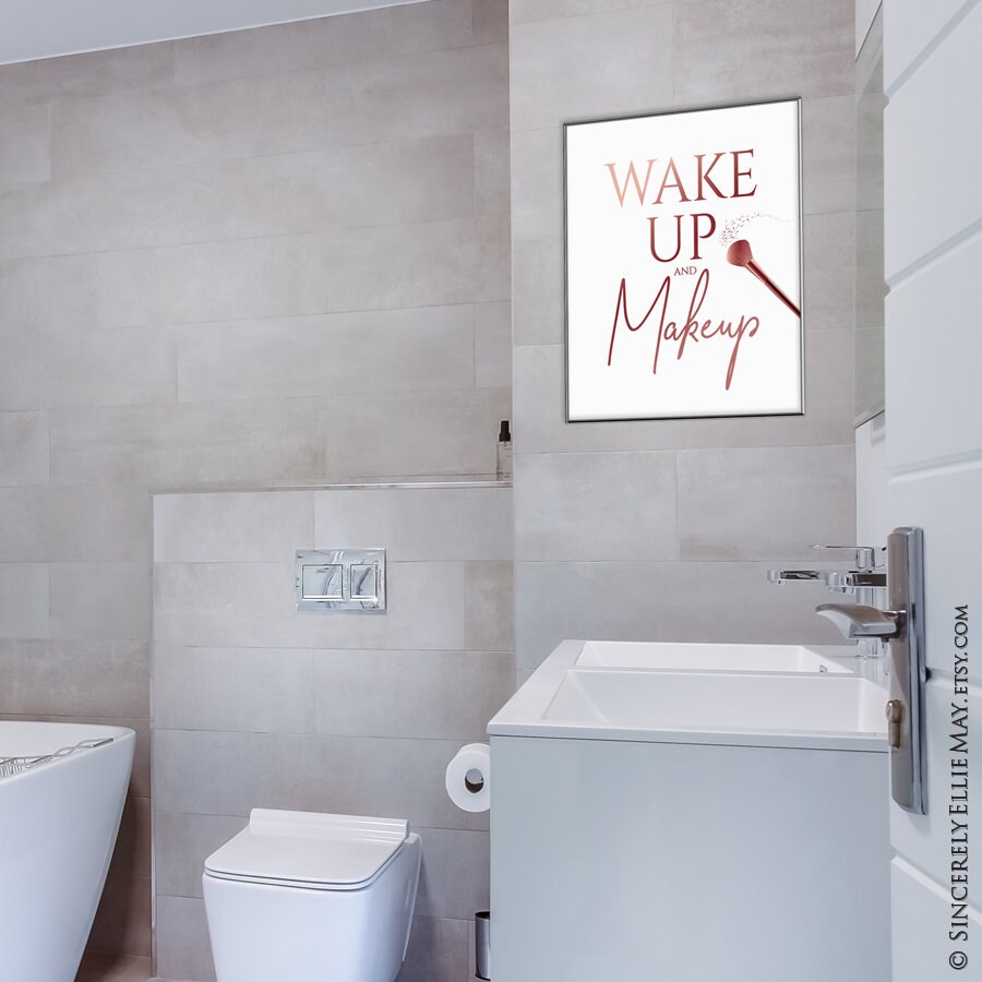 Wake Up and Makeup Quote Rose Gold Sign Decorate your Home | Etsy