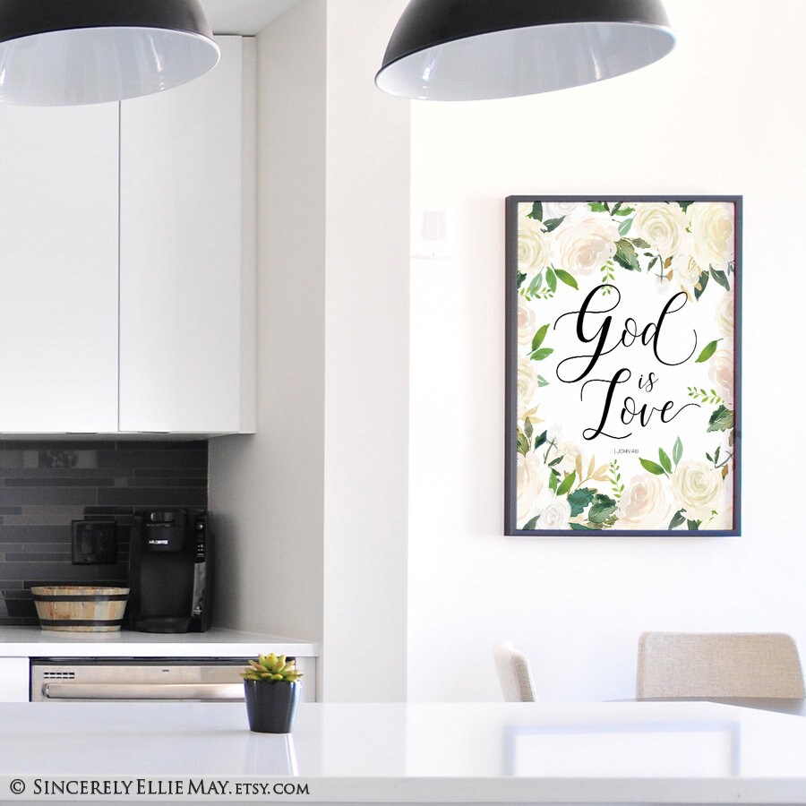 God Is Love Printable Christian Wall Art Sign 1 John 4:8 | Etsy