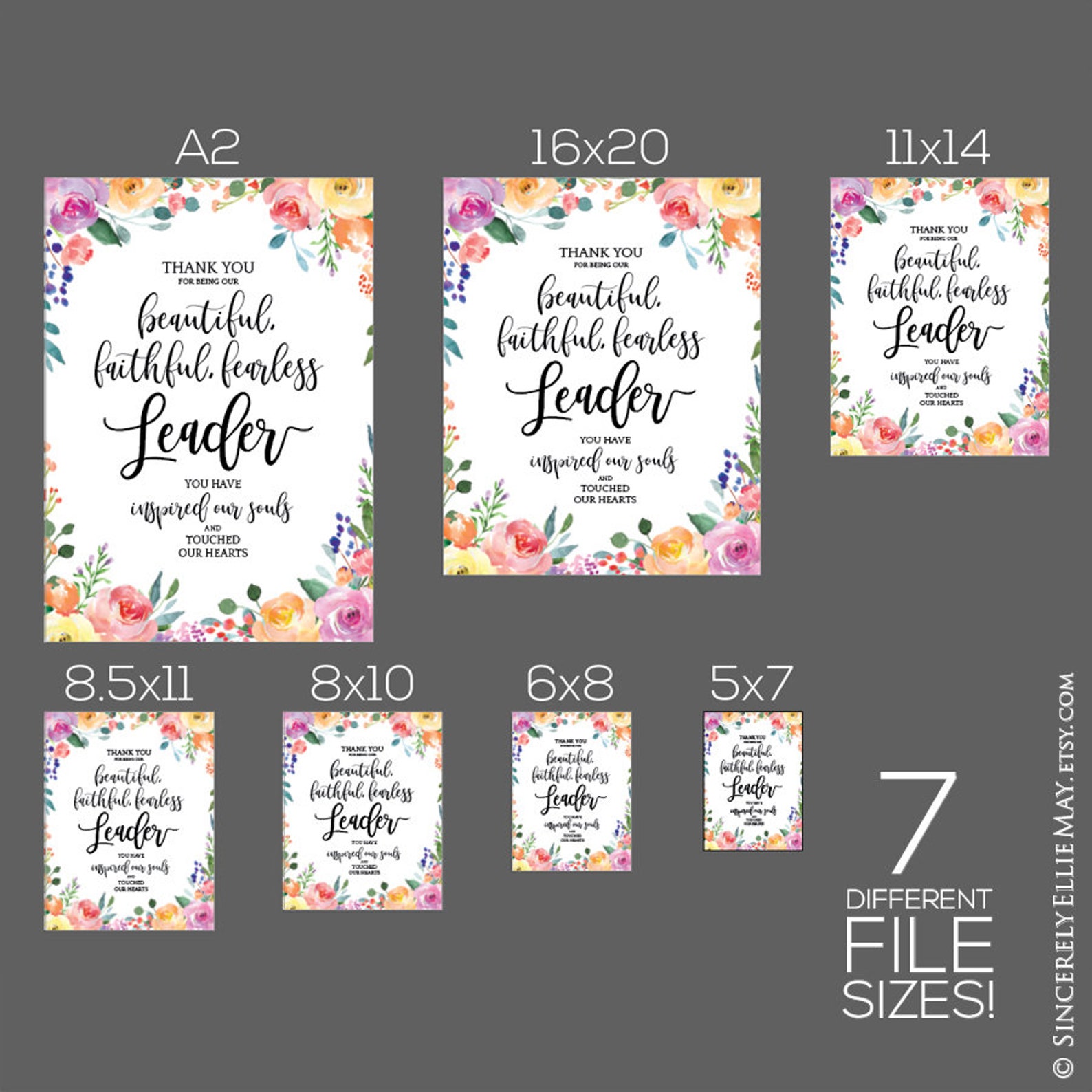 Leadership Appreciation Wall Art and Card Printable Gift for Her ...