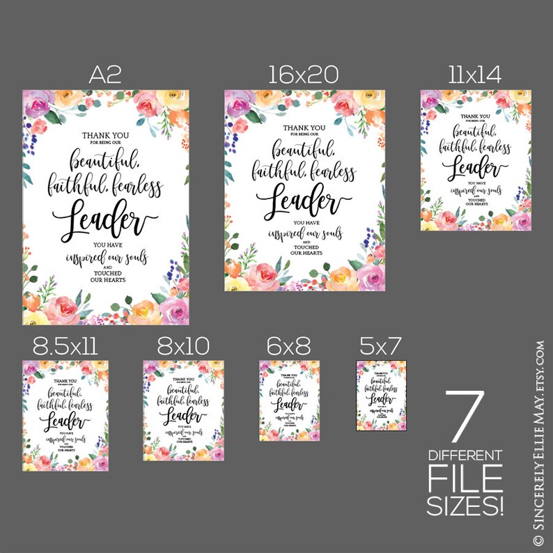 Leadership Appreciation Wall Art and Card Printable Gift for Her ...