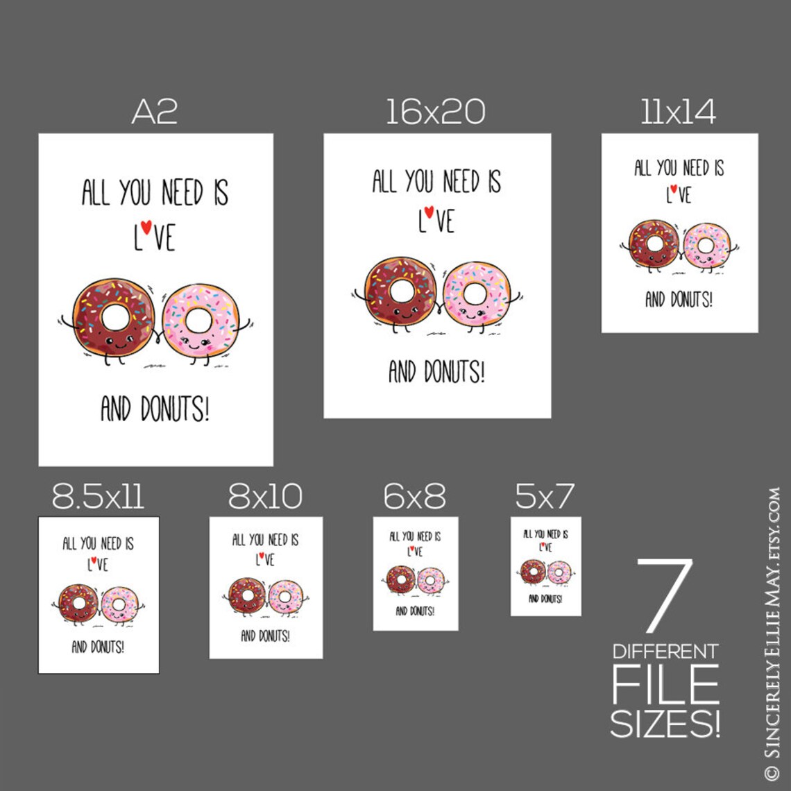 Food Puns Funny Donut Wall Art Poster or Birthday Cards All | Etsy