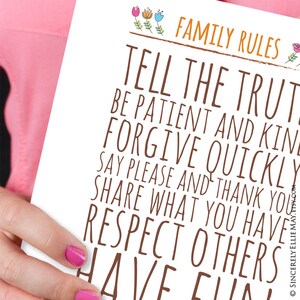 Family Rules Sign, House Rules Quote - Motivational Printable Perfect ...