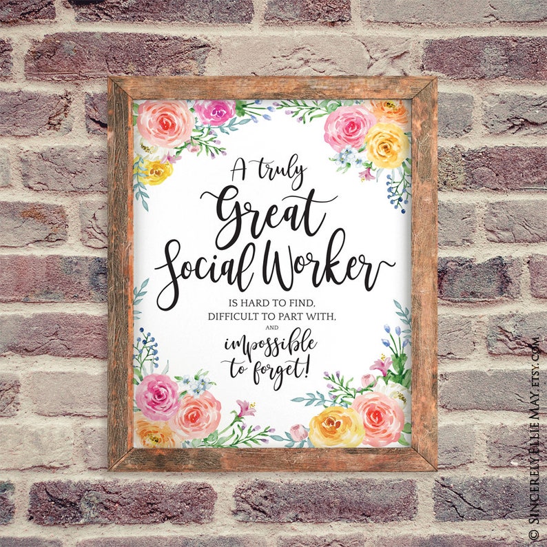 Social Worker Appreciation Quote Gift Wall Art Printable - Etsy Australia