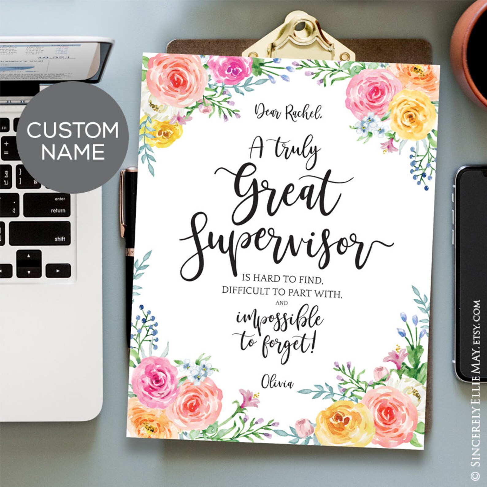 Supervisor Appreciation Gifts - Custom Name Wall Art, as Thank You ...
