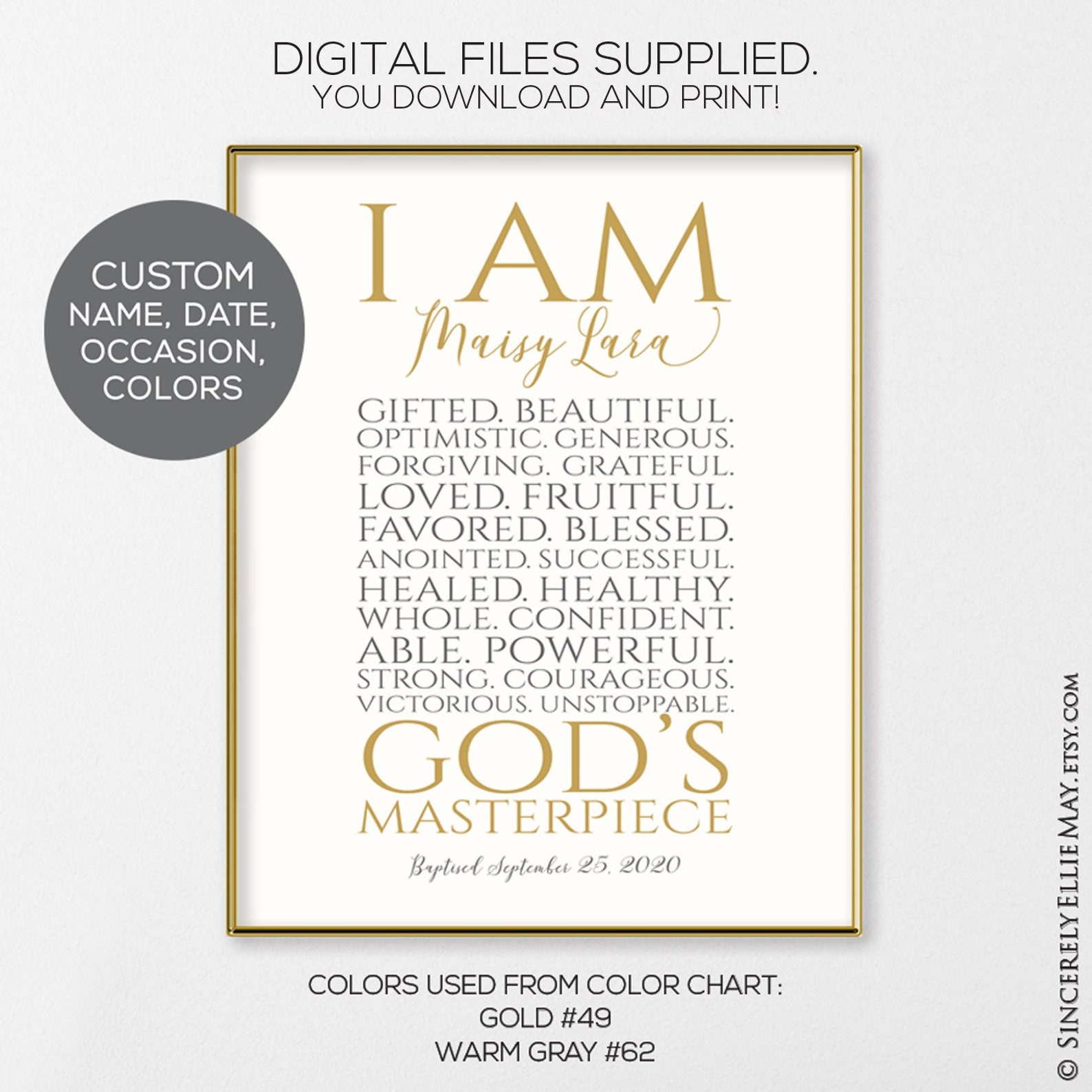 Gods Masterpiece Baby Girl Baptism Sign Gifts - Wall Art Perfect for ...