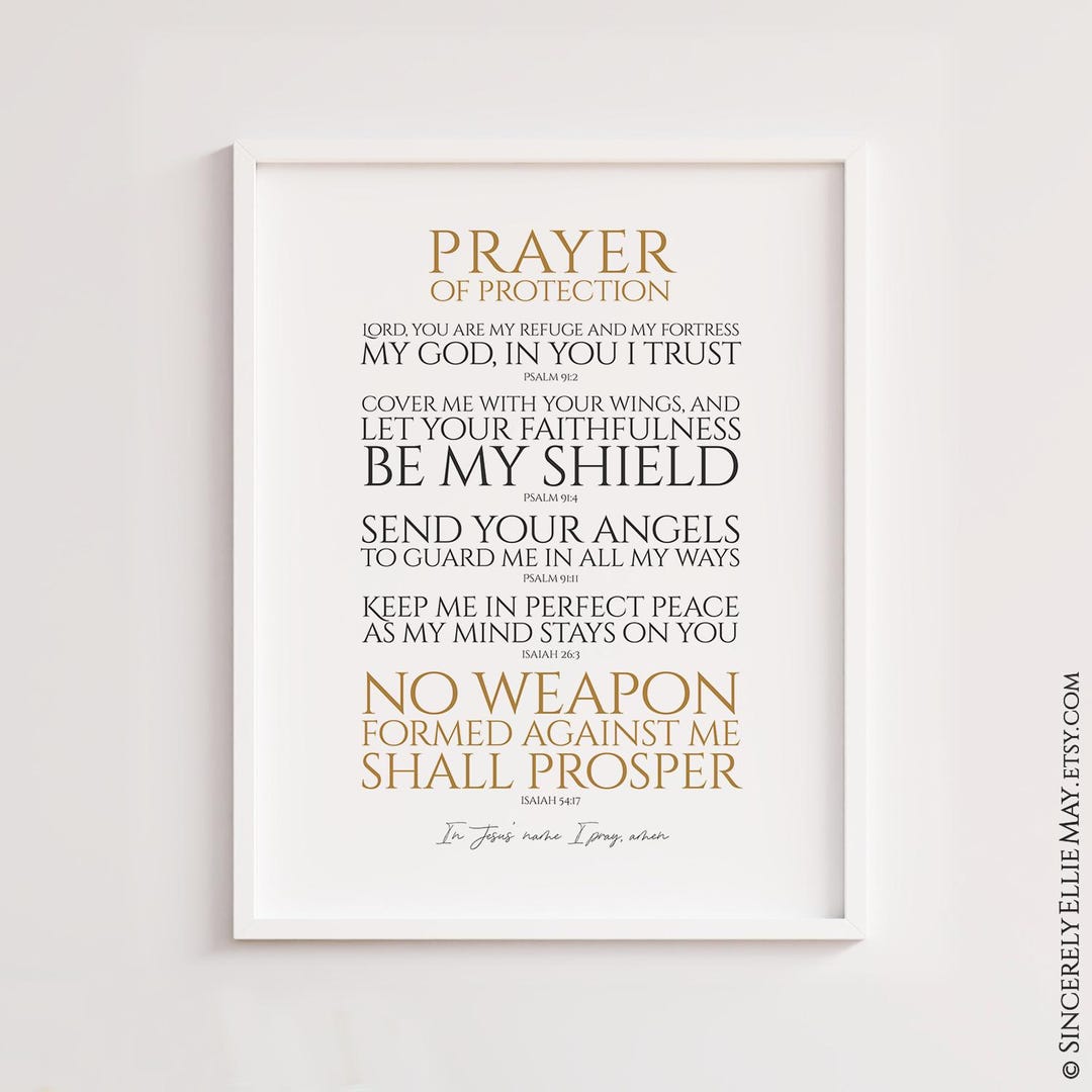 Prayer of Protection Printable Gift - Christian Devotional Bible Verses ...