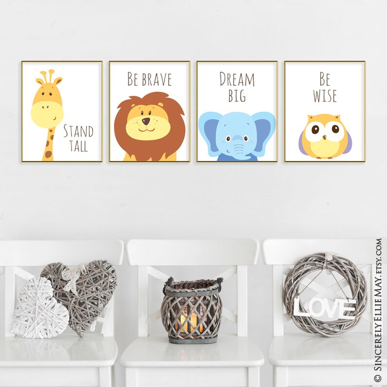 Kids Affirmation Wall Art Playroom Digital Prints - Cute Safari Jungle ...