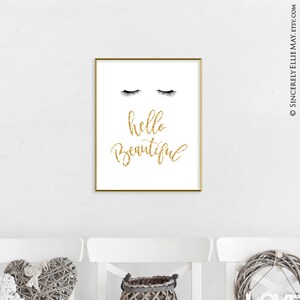 Hello Beautiful Sign Wall Art Glamour Quote Print, Perfect for the Chic ...