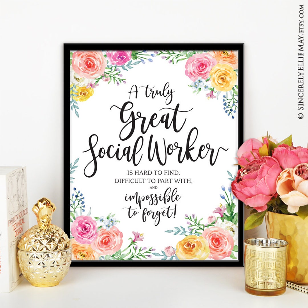 Social Worker Appreciation Quote Gift - Wall Art Printable Perfect as ...