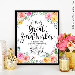 Social Worker Appreciation Quote Gift - Wall Art Printable Perfect as ...