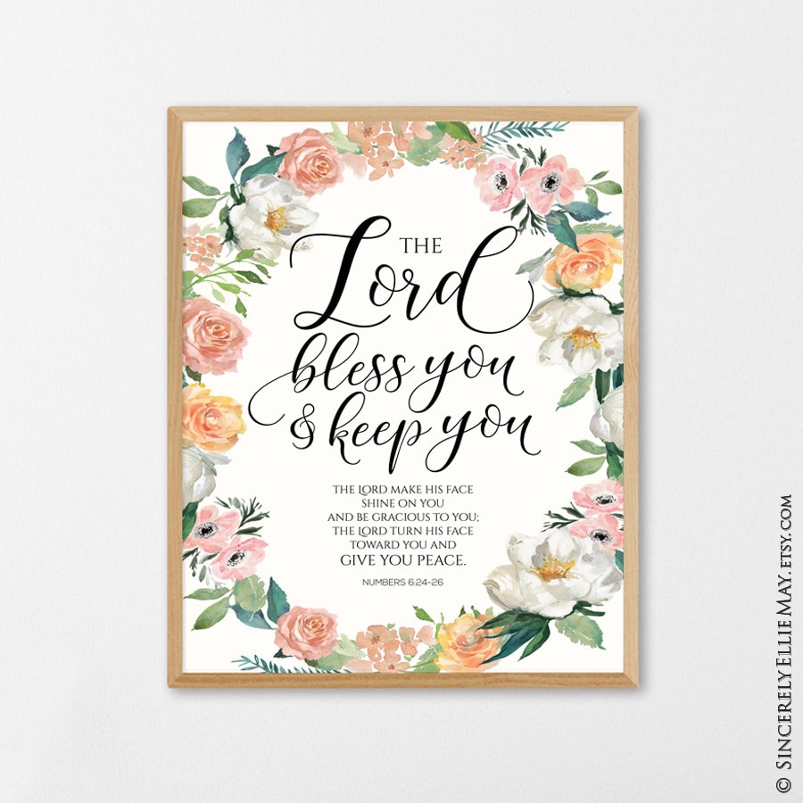 Farewell Poster Scripture Wall Art Gift for Woman - the Lord Bless You ...