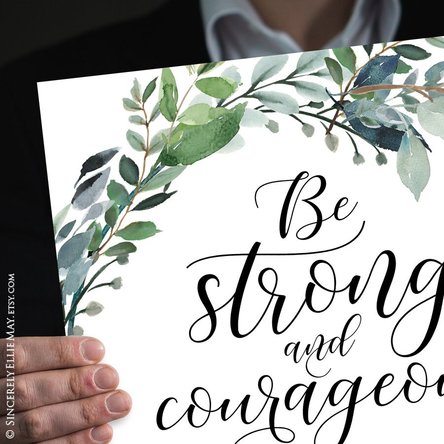 Joshua 1:9 Be Strong and Courageous Bible Verse Poster Sign on | Etsy ...