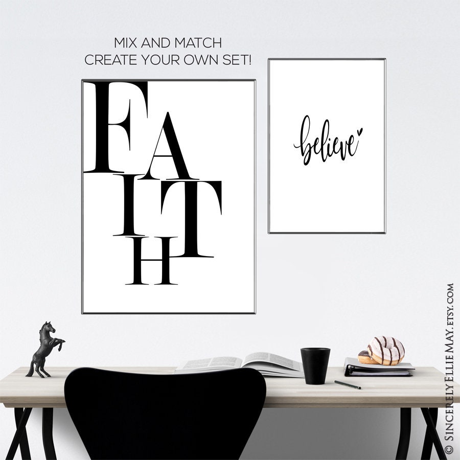 One Word Typography Sign Modern Wall Art Positive Vibes Gifts - Etsy ...