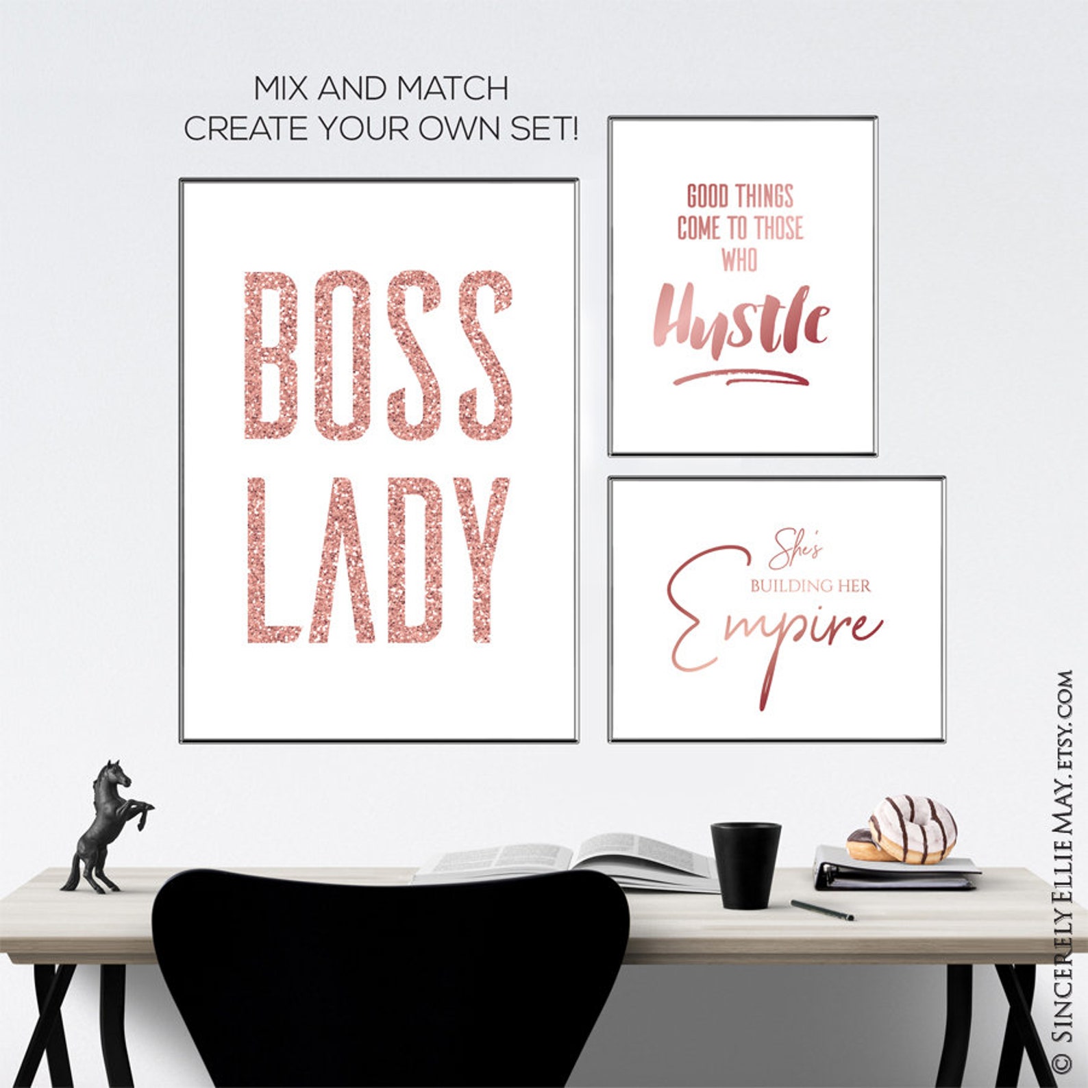 Boss Lady Gifts Printable Rose Gold Cubicle Office Decor | Etsy