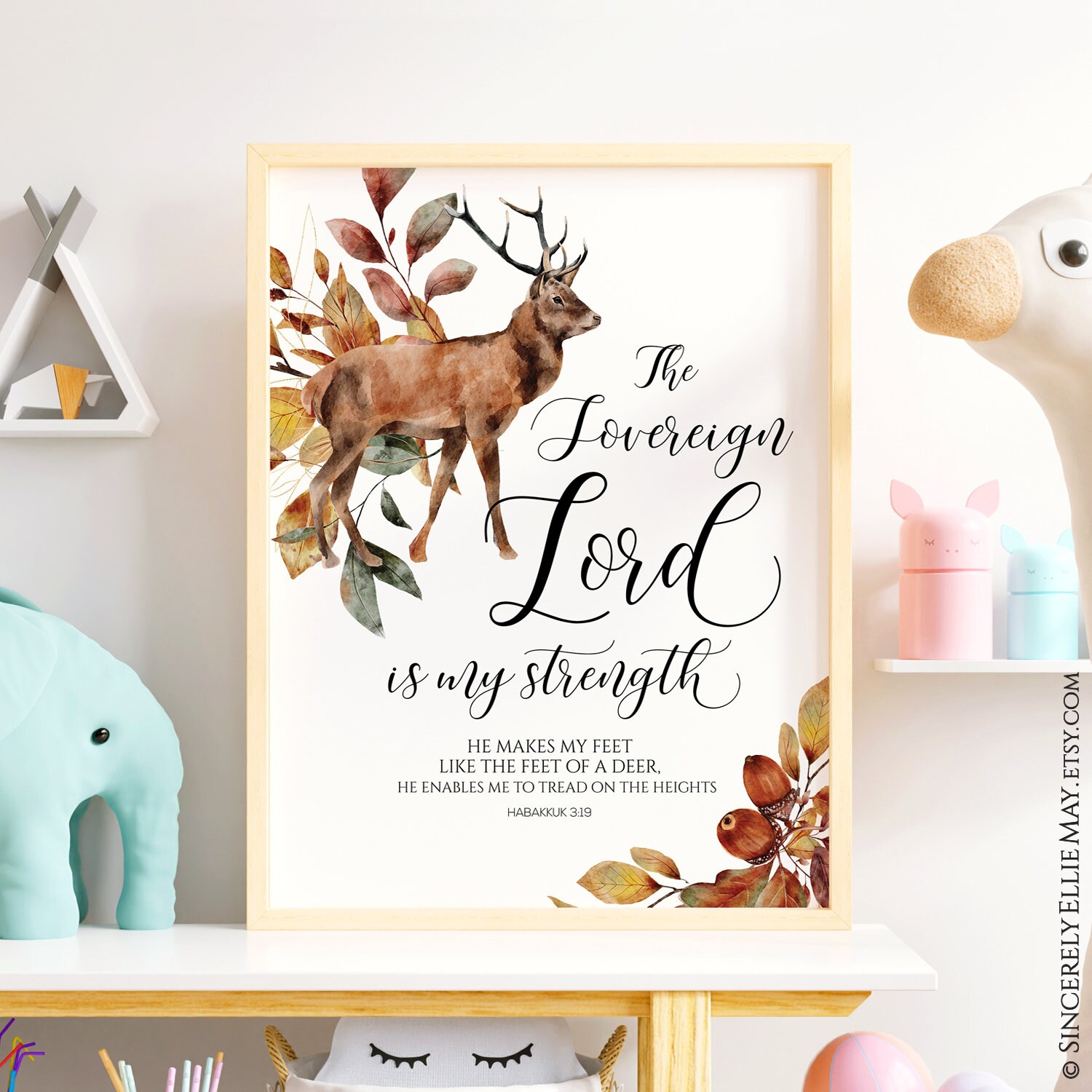 Fall Christian Decorations Inspirational Scripture Deer Forest Wall Art ...