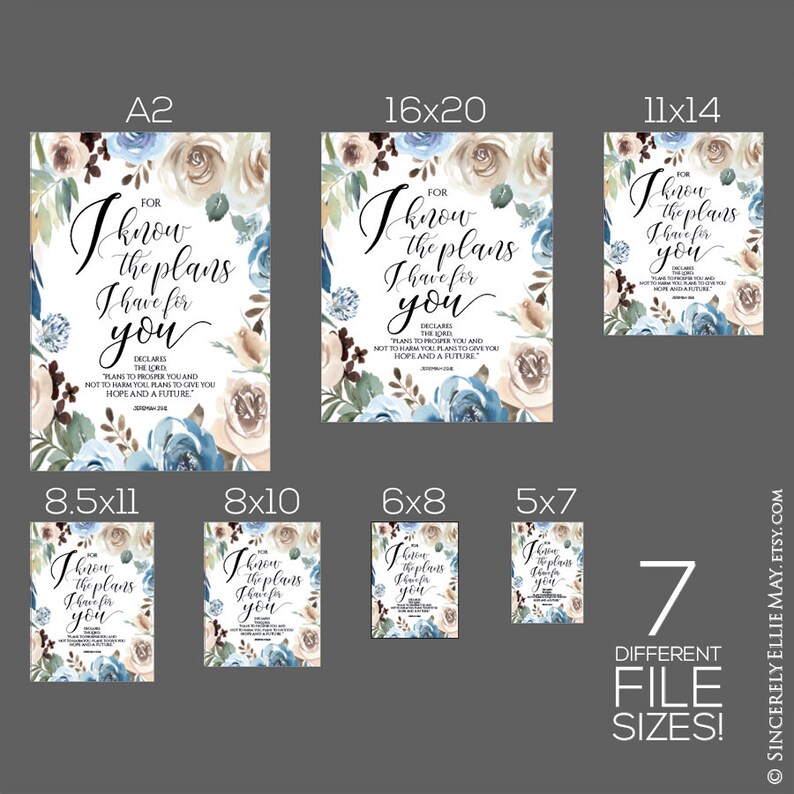 Bible Verse Poster Sign Jeremiah 29 11 Christian Wall Art | Etsy