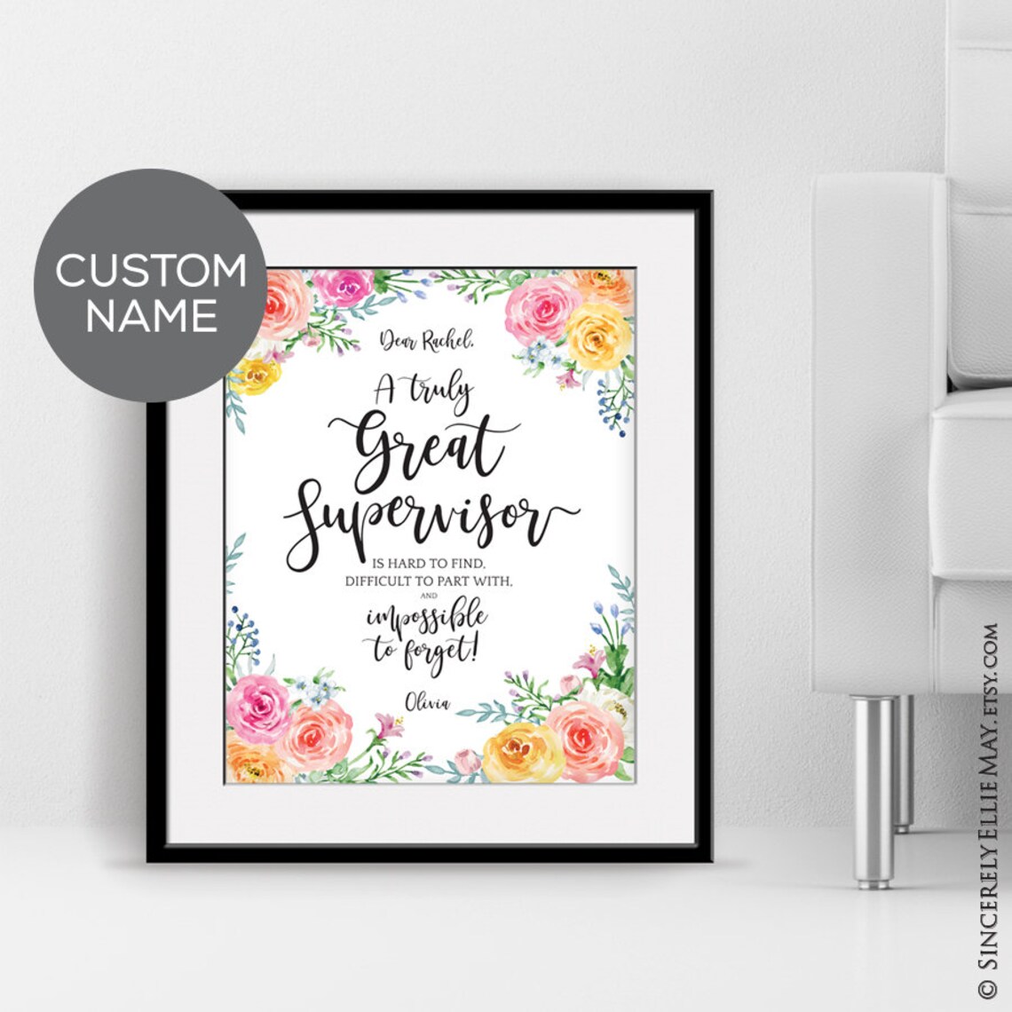Supervisor Appreciation Gifts Custom Name Wall Art as Thank - Etsy ...