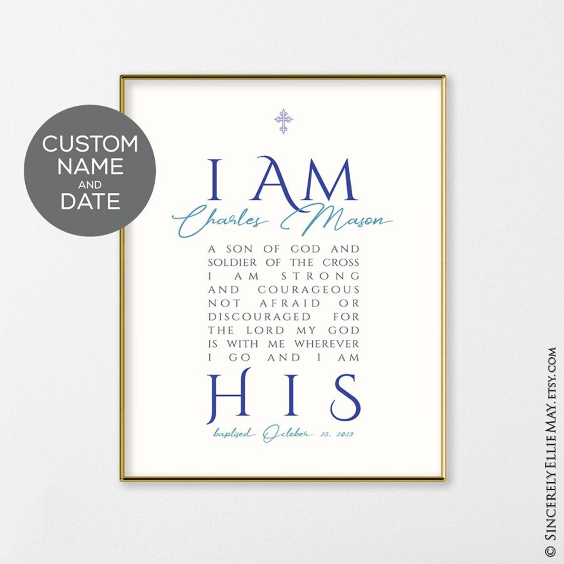 Boy Baptism Gift I Am His Wall Art Sign Printable - Etsy