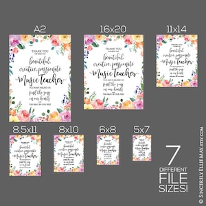 Music Teacher Appreciation Gift, Great as Thank You Quote Printable ...