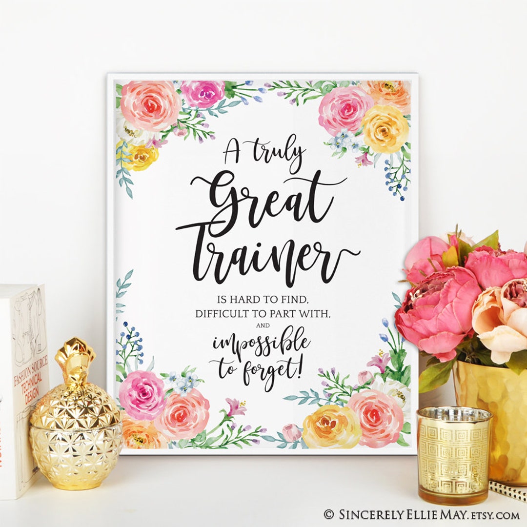 Trainers Gifts Appreciation Wall Art - Thank You Best Trainer Printable ...