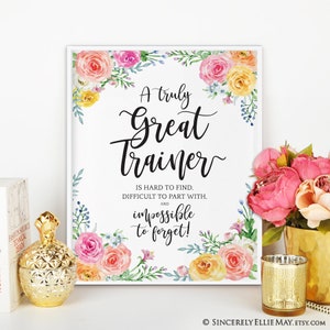 Trainers Gifts Appreciation Wall Art - Thank You Best Trainer Printable ...