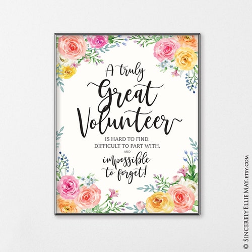 Volunteer Gifts Thank You Volunteer Appreciation Printable - Etsy