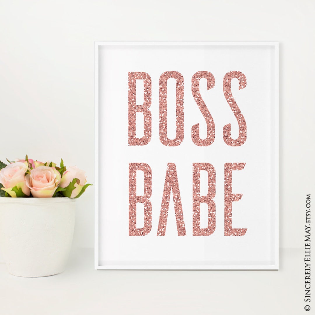 Boss Babe Gifts Entrepreneur Sign Wall Art and Cards Printable Rose ...