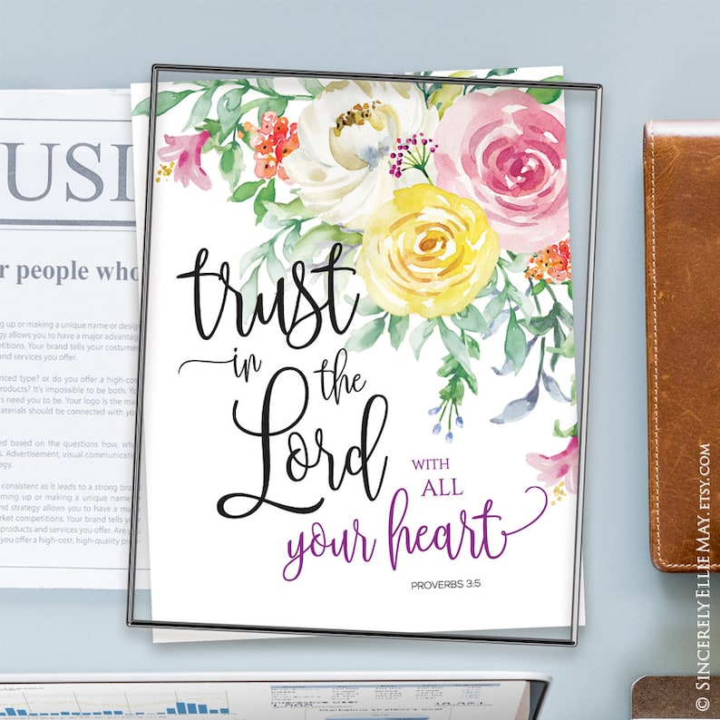 Trust In The Lord With All Your Heart Poster Proverbs 3 | Etsy