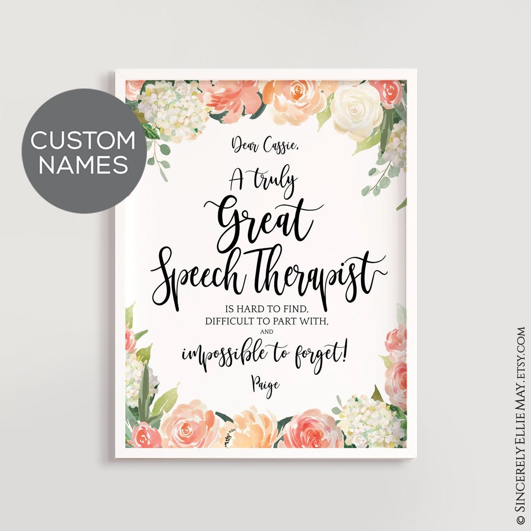 Personalized Gifts for Speech Therapists, SLP Appreciation Wall Art ...