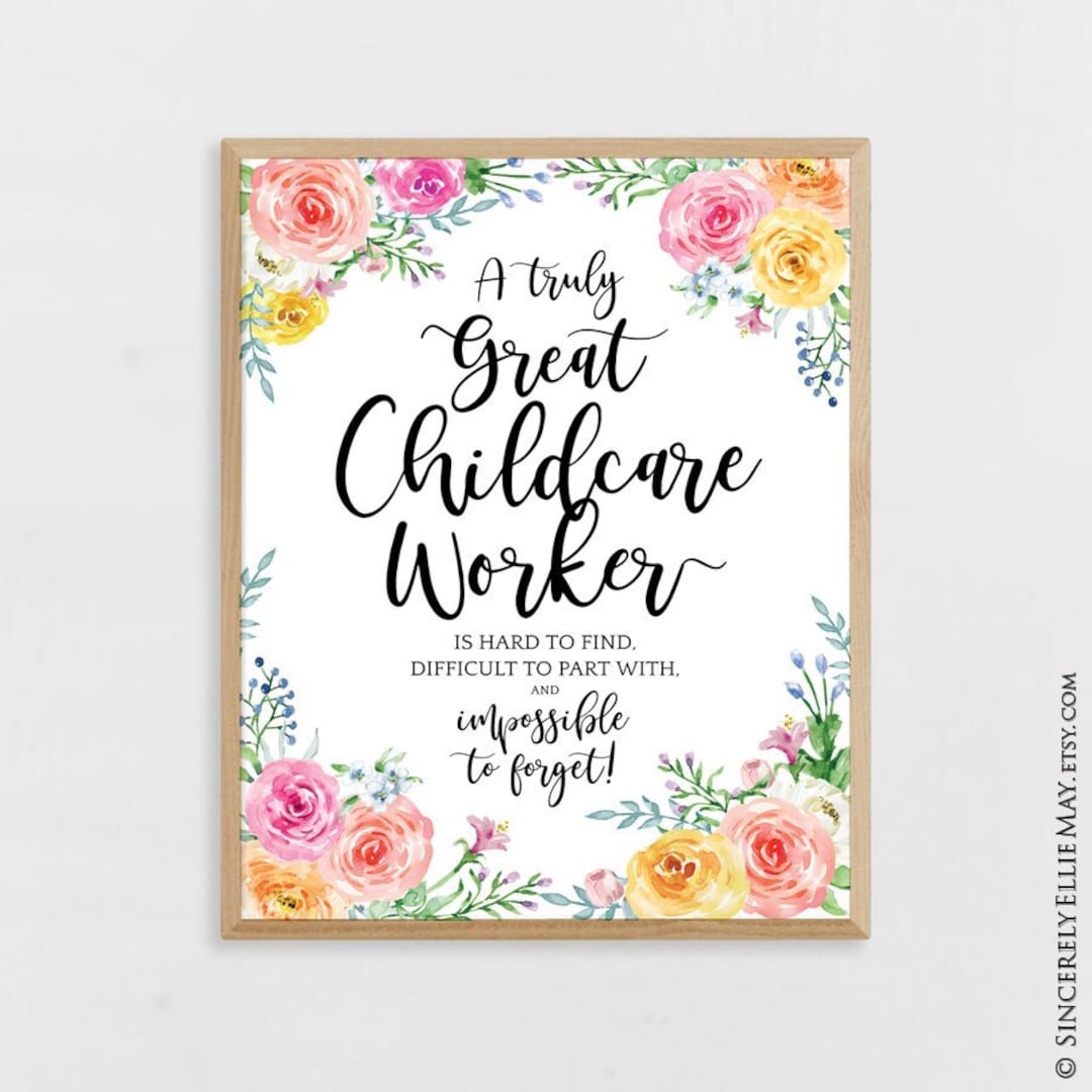 Childcare Worker Gifts - Daycare Provider or Teacher Appreciation Wall ...