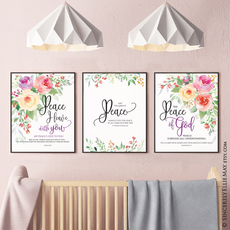 Christian Peace Posters Printables Set of 3 Bundle Bible | Etsy