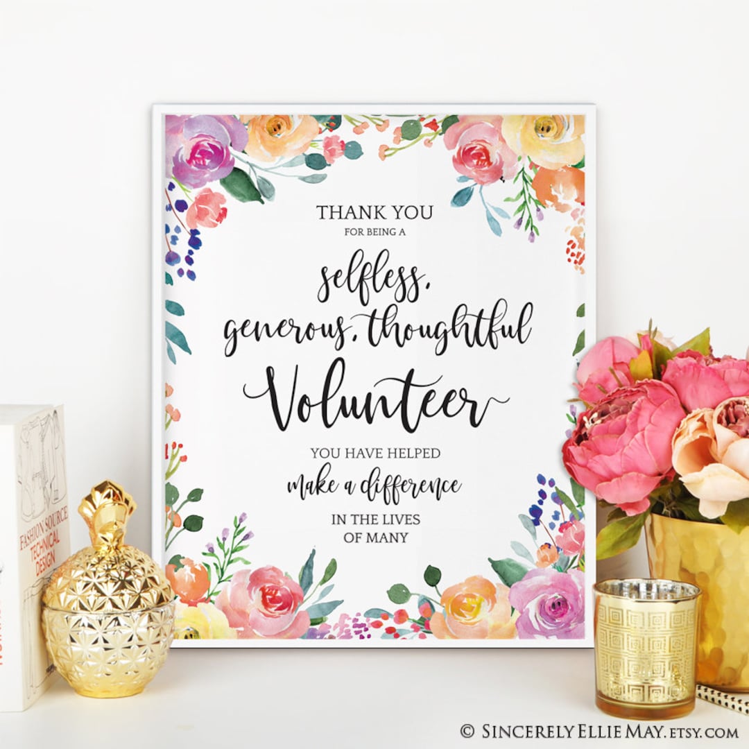Volunteer Gifts Thank You - Volunteer Appreciation Printable, YOU PRINT ...