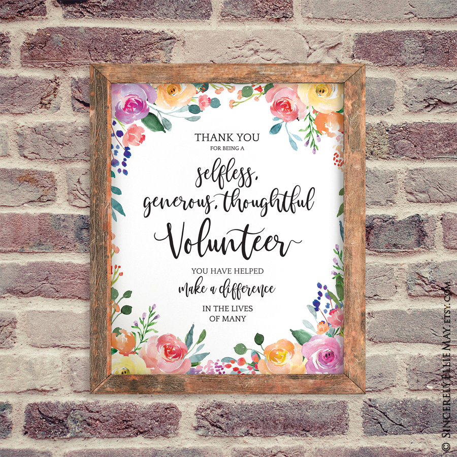 Volunteer Gifts Thank You - Volunteer Appreciation Printable, YOU PRINT ...