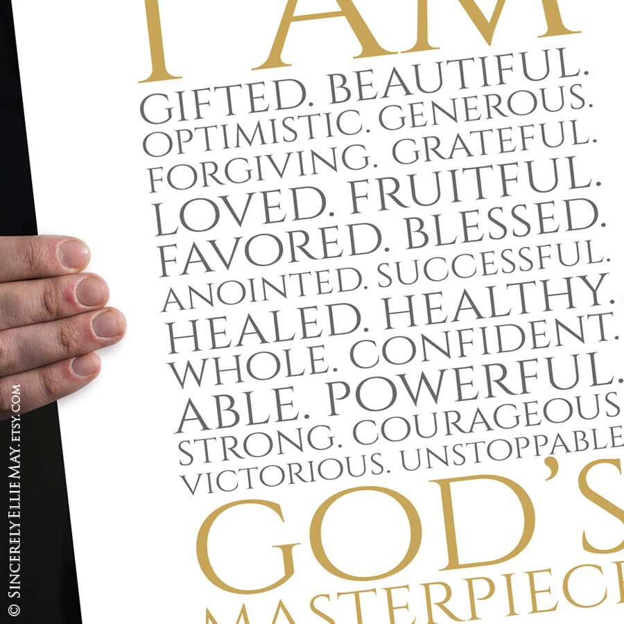 Gods Masterpiece Identity in Jesus Christ Positive Mind | Etsy