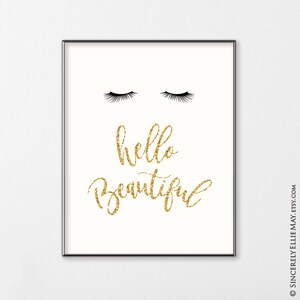 Hello Beautiful Sign Wall Art Glamour Quote Print, Perfect for the Chic ...