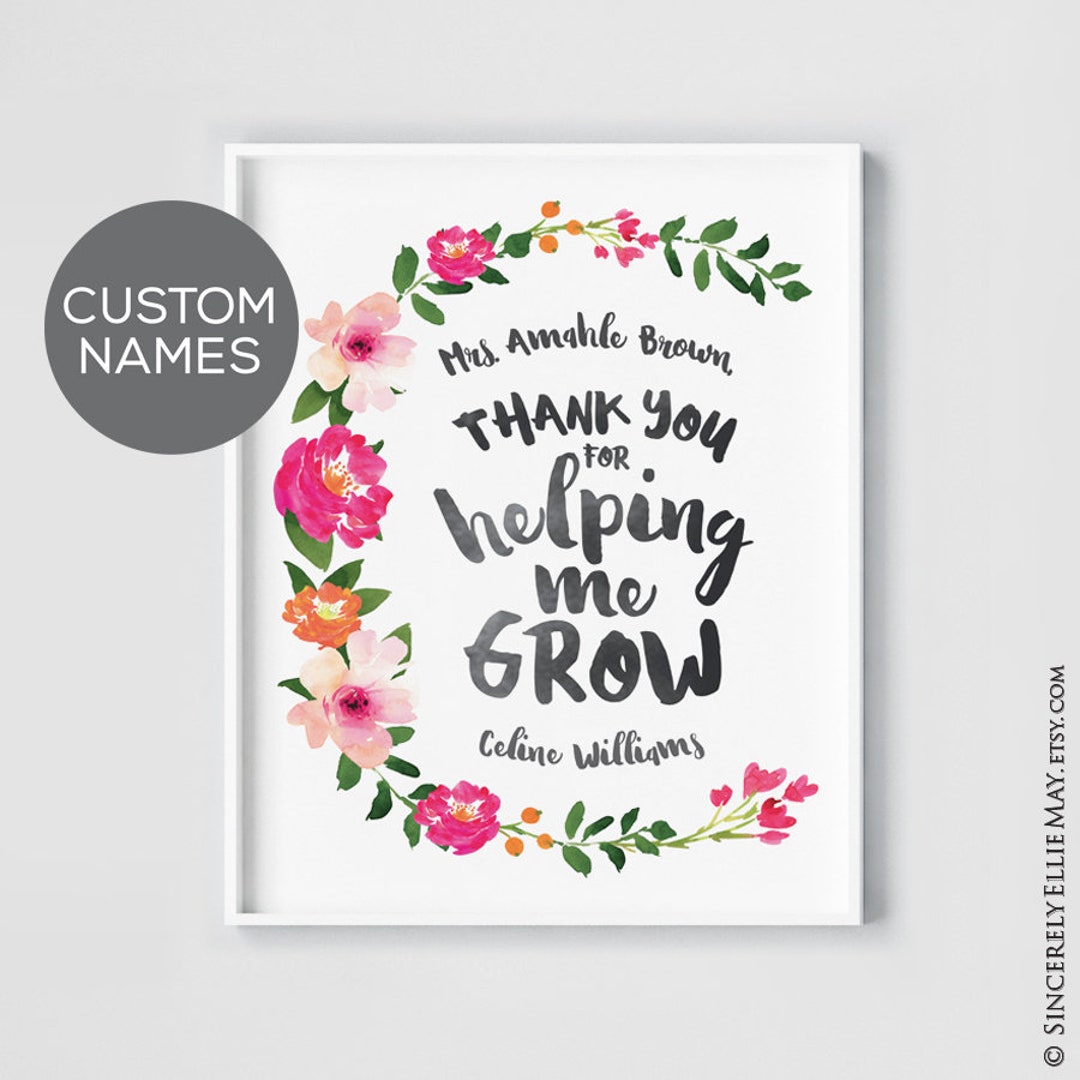 Personalized Teacher Gifts, Thank You for Helping Me Grow Great as ...