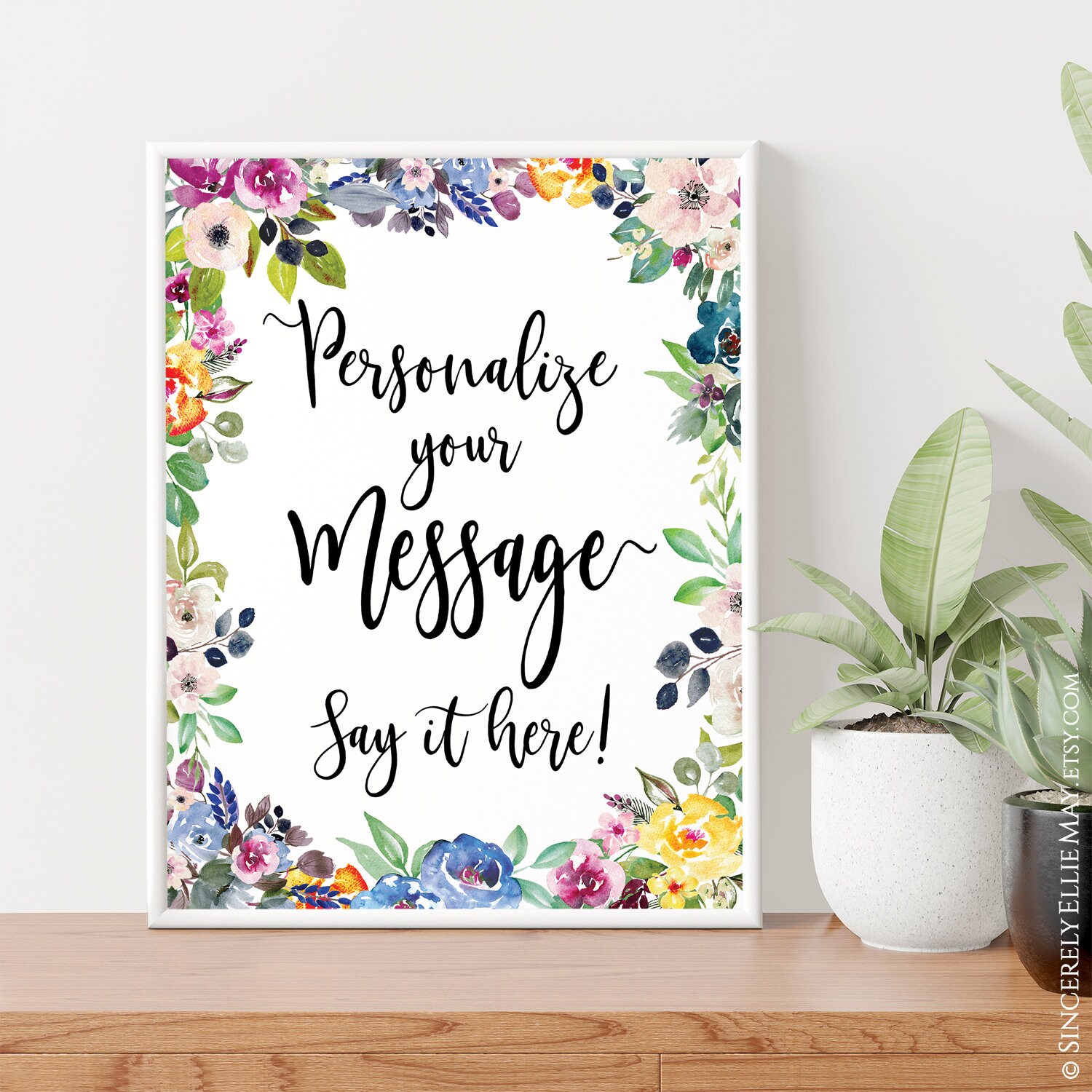 Quote Customized Pretty Flowers Wall Art Printable and Gift - Etsy ...