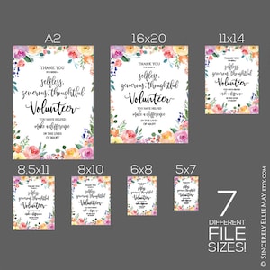 Volunteer Gifts Thank You - Volunteer Appreciation Printable, YOU PRINT ...