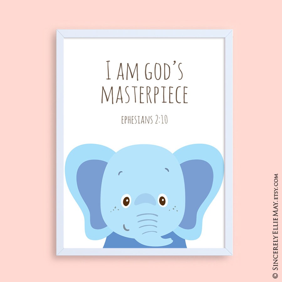 Kids Safari Animals Nursery Bible Verse Wall Art Sunday School | Etsy