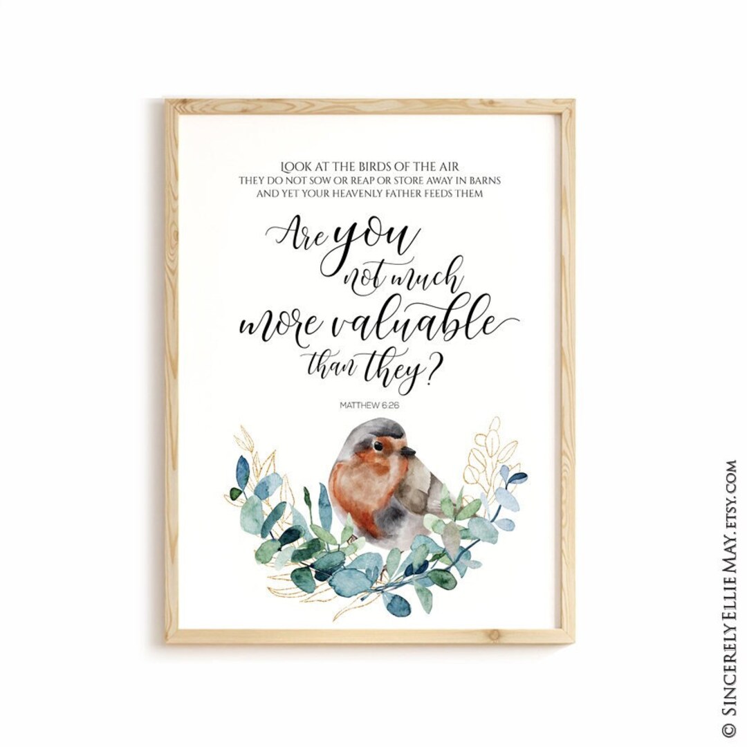 Bible Verse Wall Art Bird Digital Prints Gifts, Christian Farmhouse ...
