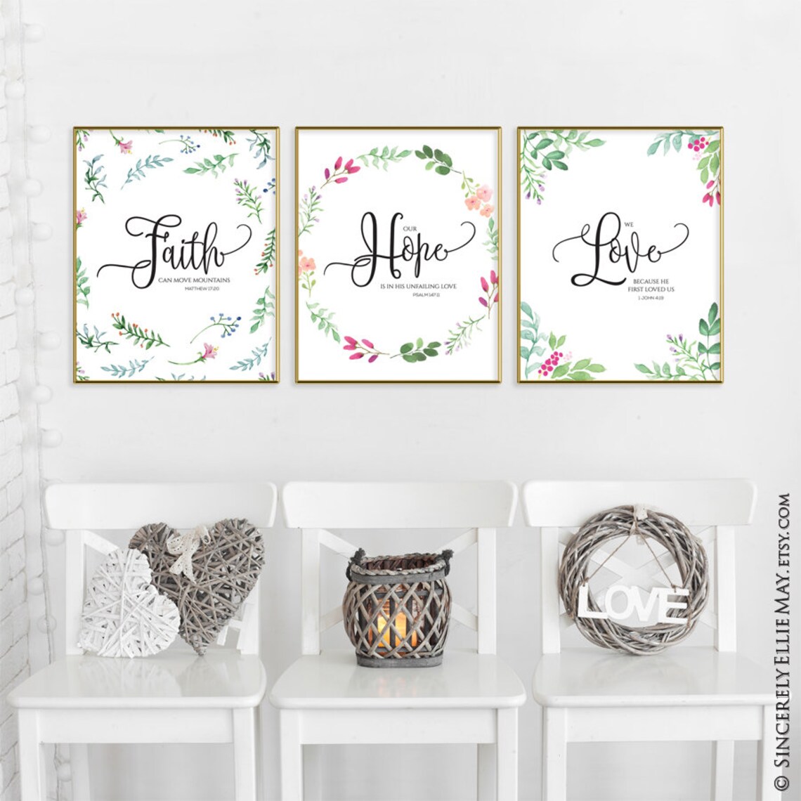 Faith Hope Love Wall Art Sign Gift Printables Set of 3 Bible - Etsy