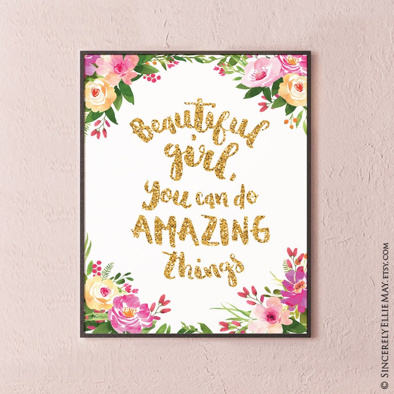 Beautiful Girl You Can Do Amazing Things Quote Wall Art Print - Etsy ...
